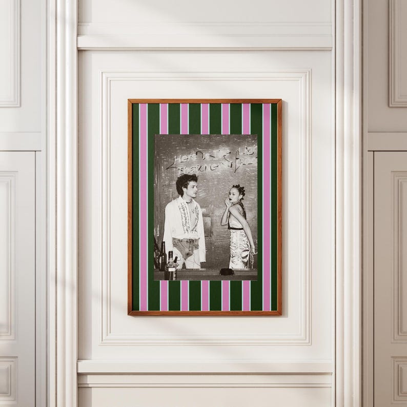 Striped Photo Frame Mat: Maximalist Wall Art Print, Customizable ...