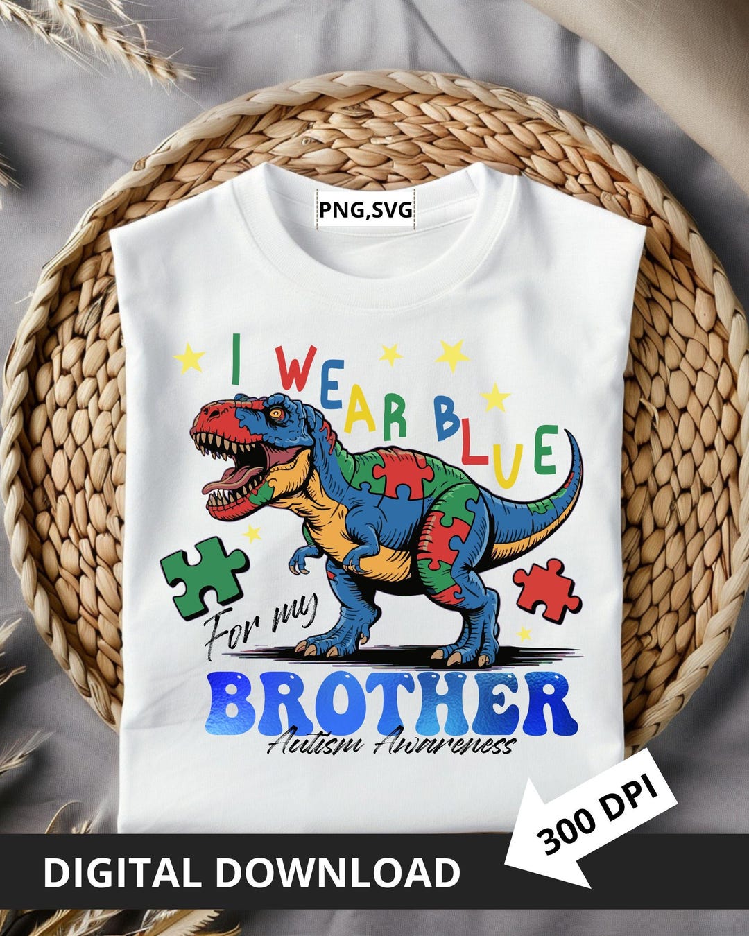 I Wear Blue for My Brother Png, Autism Awareness Png, Transparent PNG ...