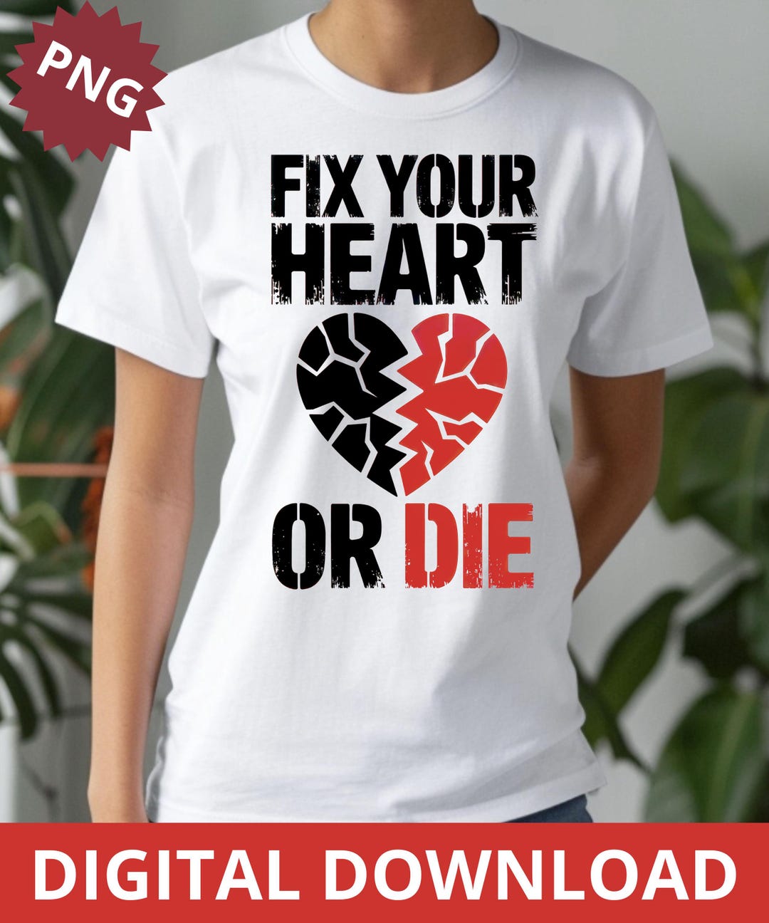 Fix Your Heart or Die Inspirational Png, Vintage Valentine Png ...