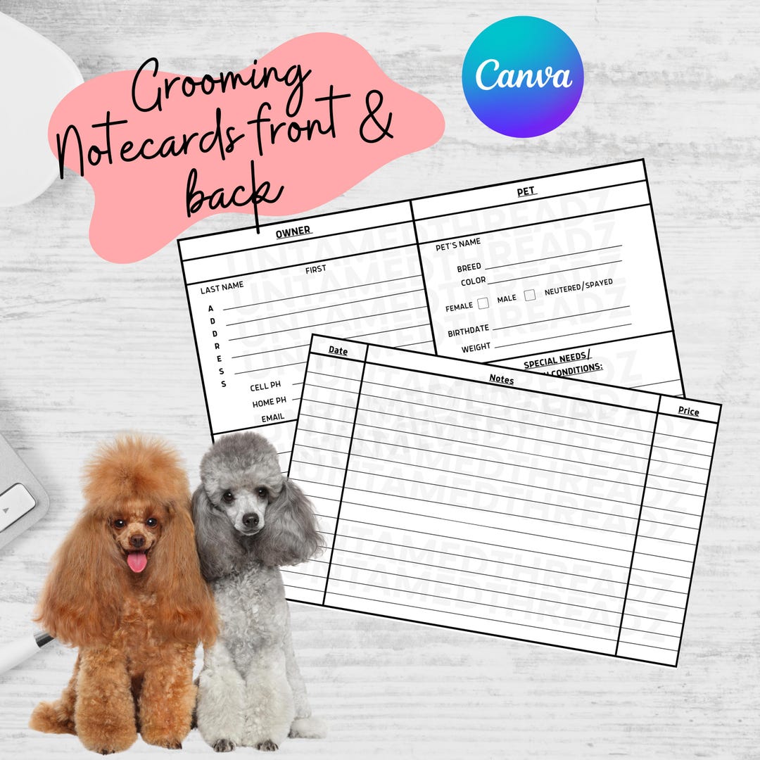 Editable Grooming Client Notecard Template | Grooming History Log ...
