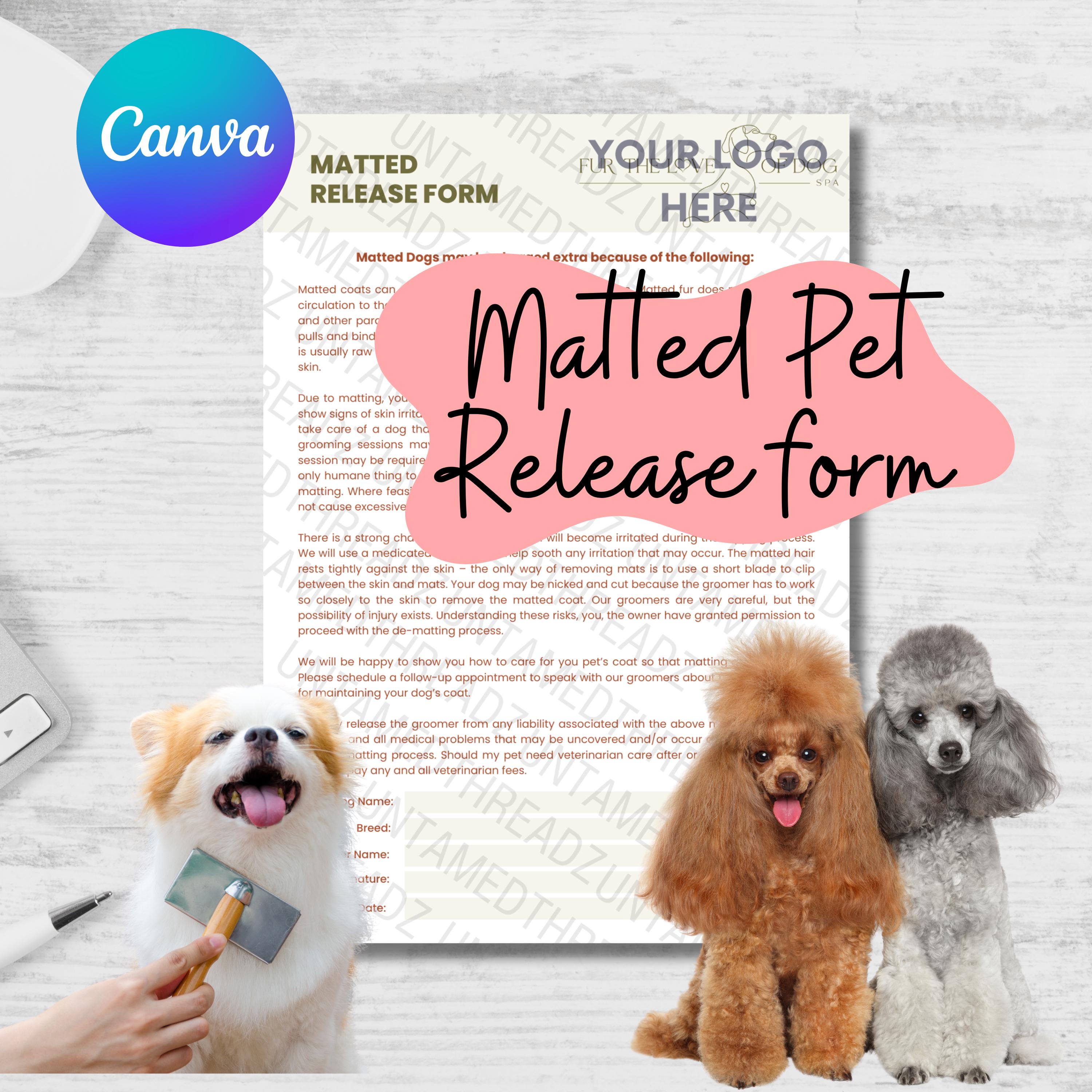 Editable Matted Pet Release Form for Dog Groomers | Canva Template ...