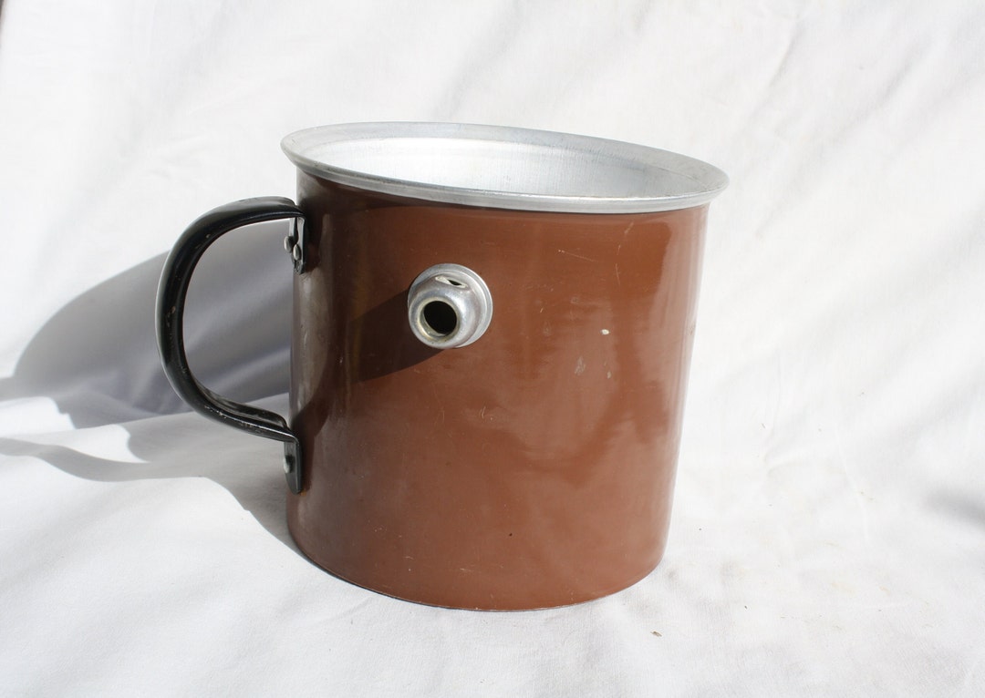 Vintage Aluminum Milk Boiling Pot, Enameled Milk Warmer, Dairy Vessel ...