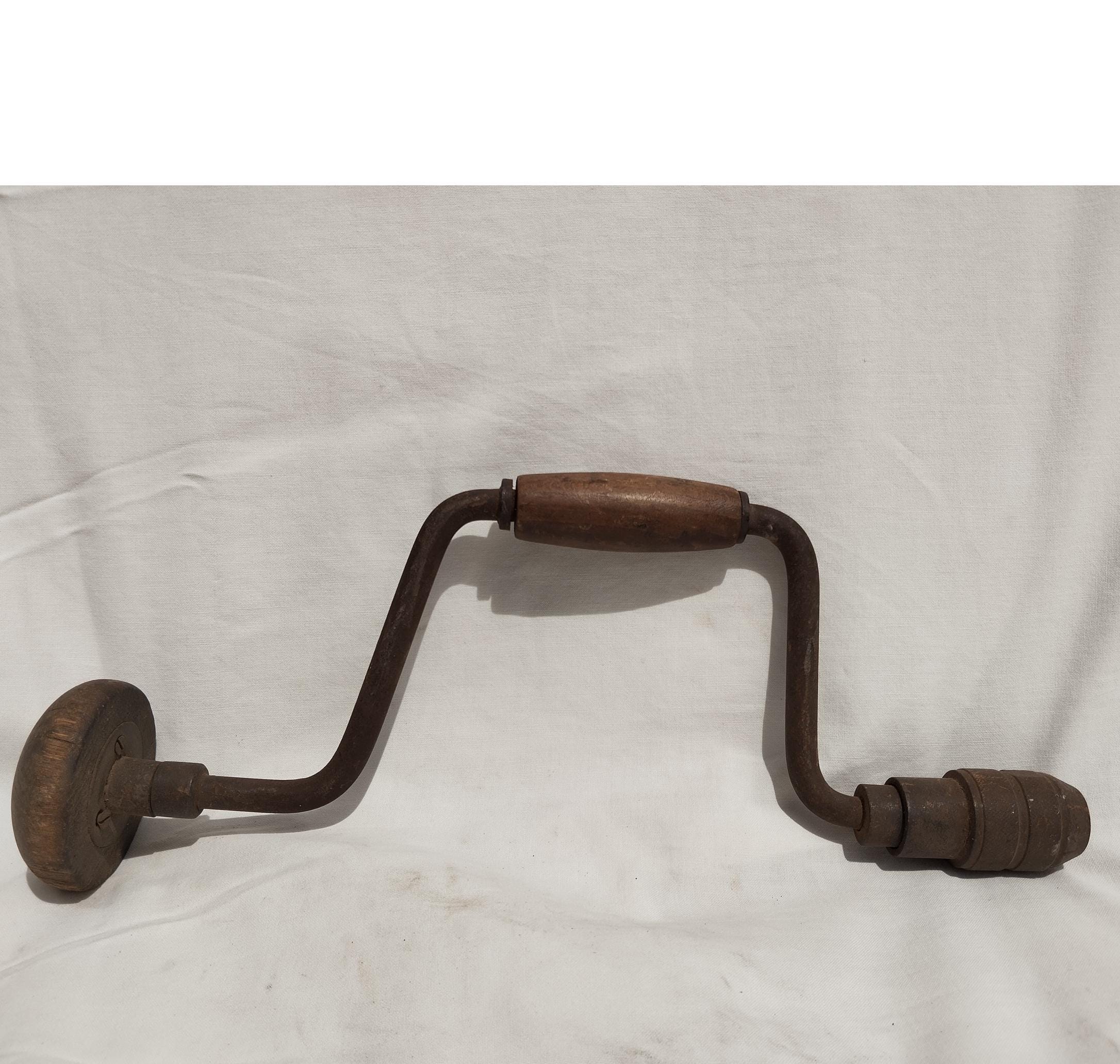 Antique Manual Drill, Vintage Wooden Handle Primitive Hand Tool, Old ...