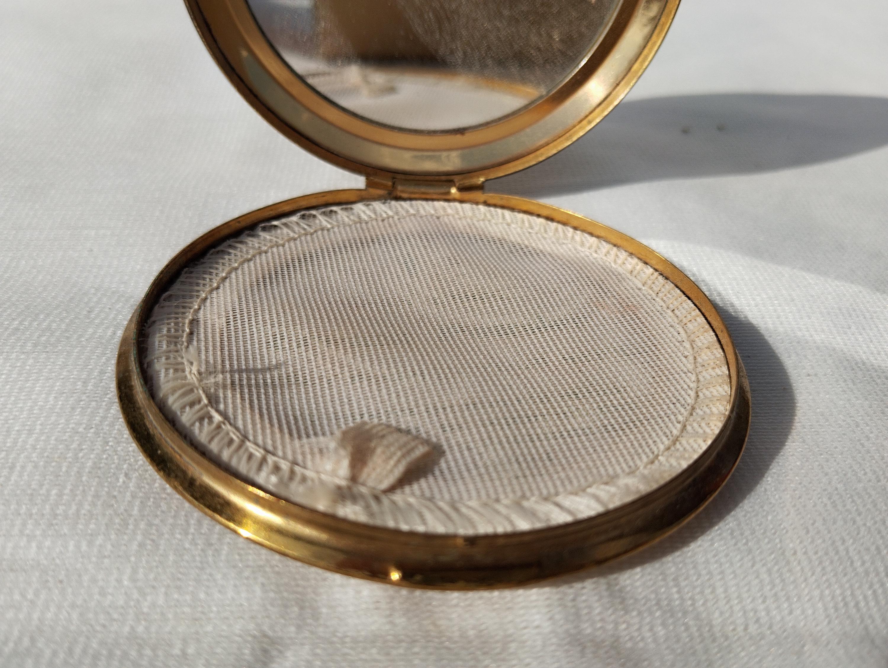 Brass Powder With Mirror, Pocket Mirror, Vintage Powder Box, Pocket ...