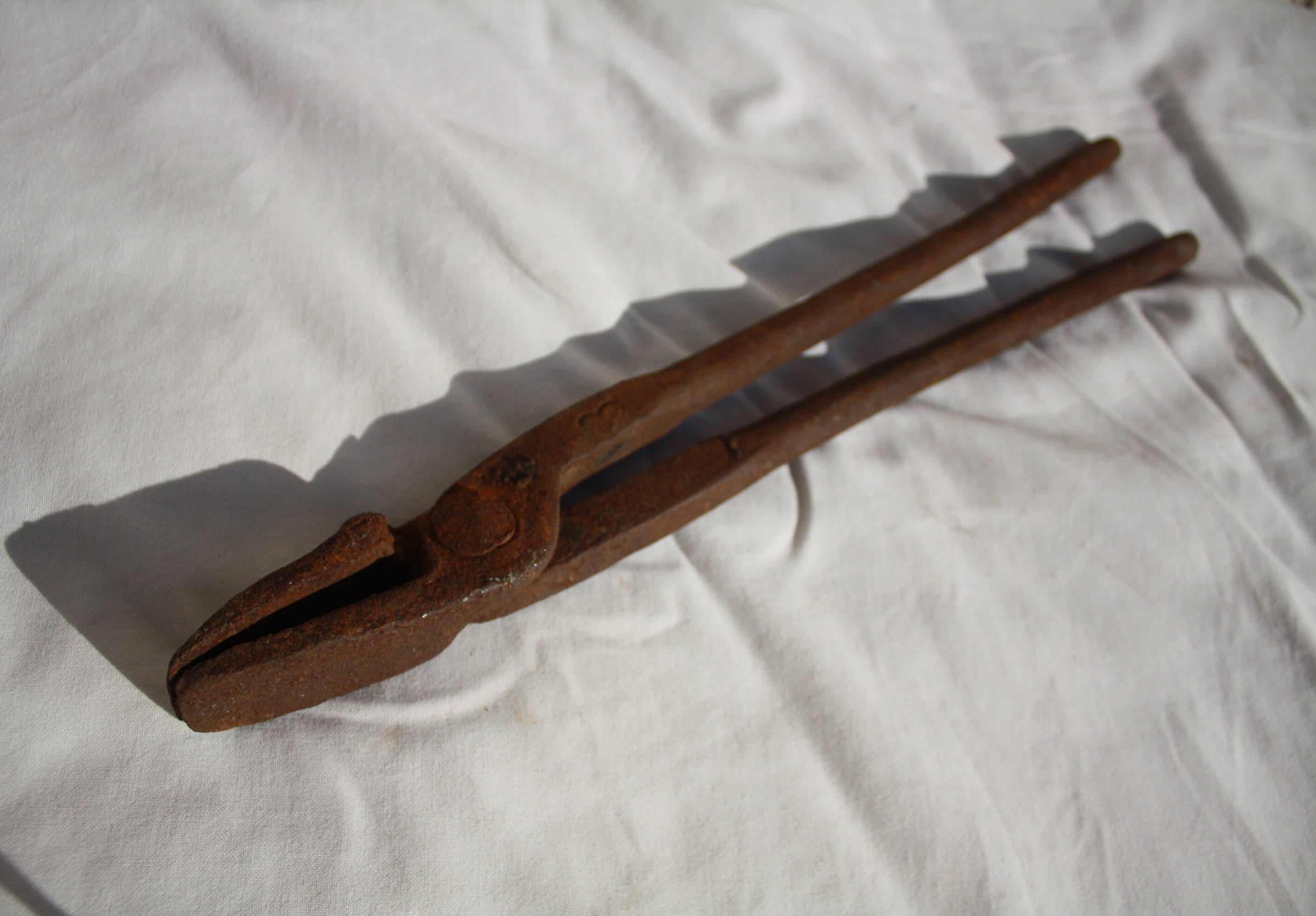Antique Blacksmith Tongs, Blacksmithing Tool, Rustic Hand Tool ...