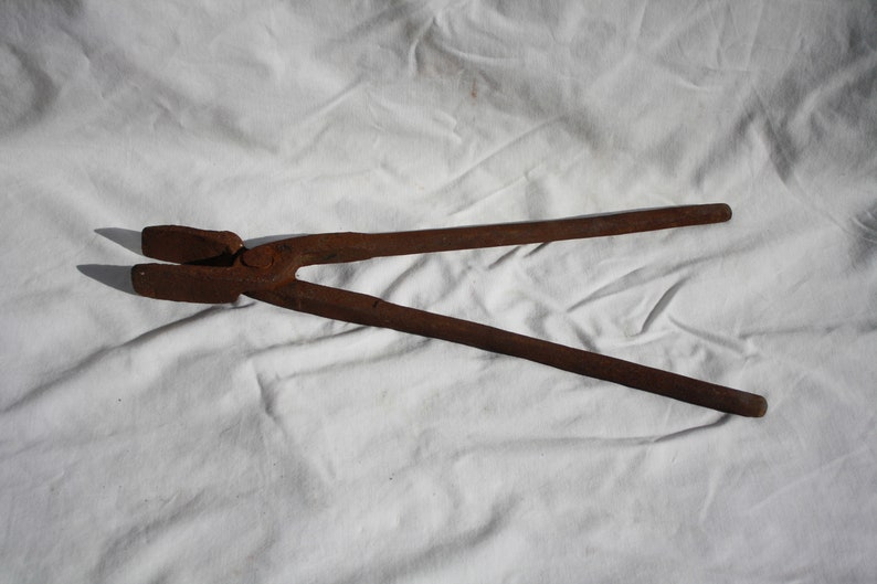 Antique Blacksmith Tongs, Blacksmithing Tool, Rustic Hand Tool ...