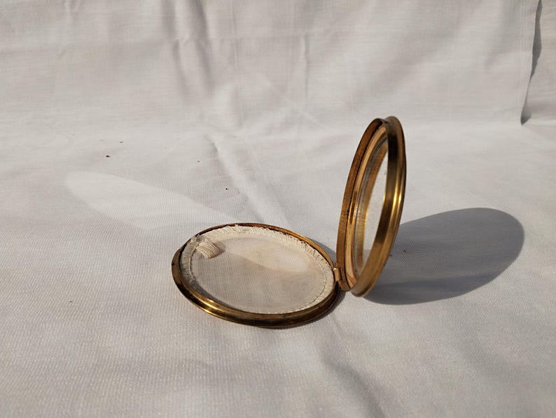 Brass Powder With Mirror, Pocket Mirror, Vintage Powder Box, Pocket ...