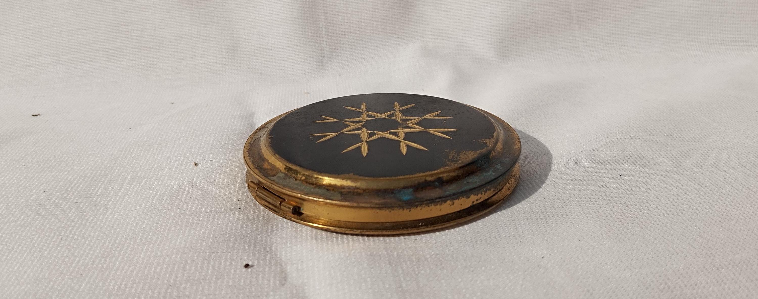 Brass Powder With Mirror, Pocket Mirror, Vintage Powder Box, Pocket ...