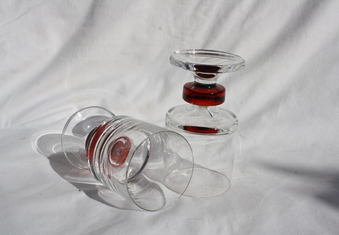 Vintage Red Colored Glass Cup, Vintage Glassware (set of Two) - Etsy