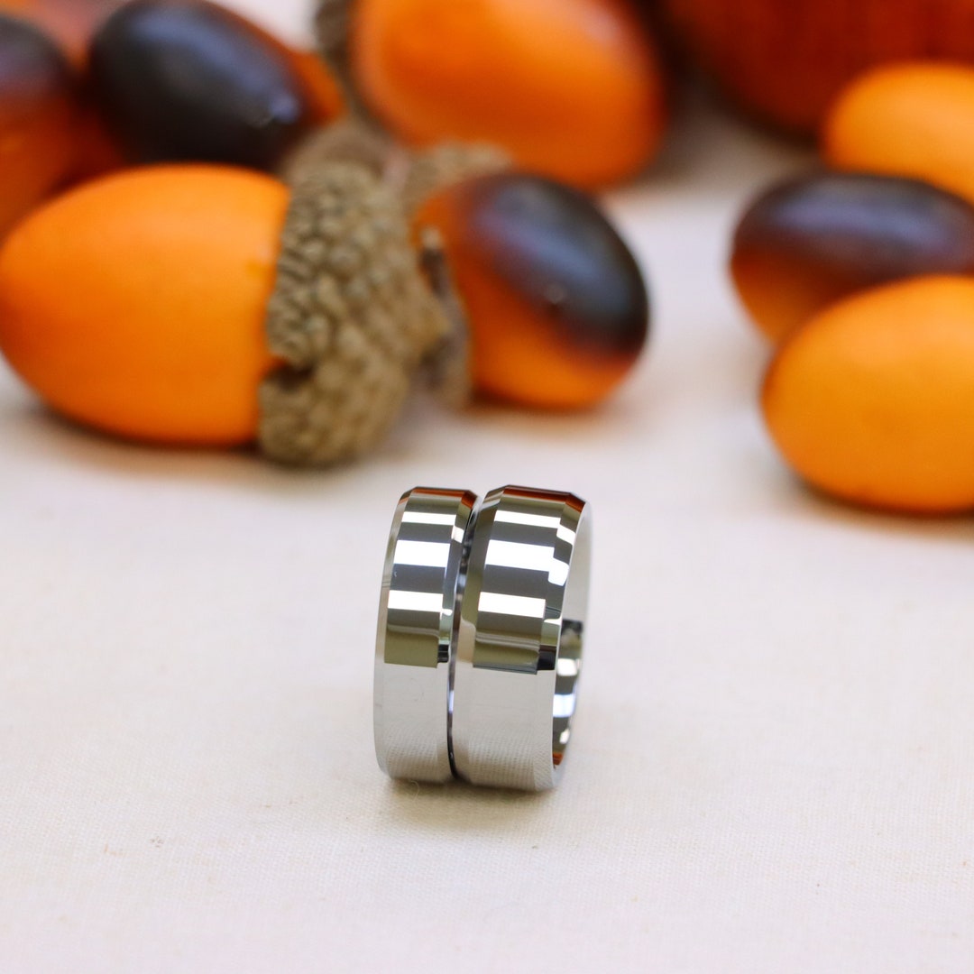 High Polish Tungsten Ring, Modern Anniversary Band - Etsy