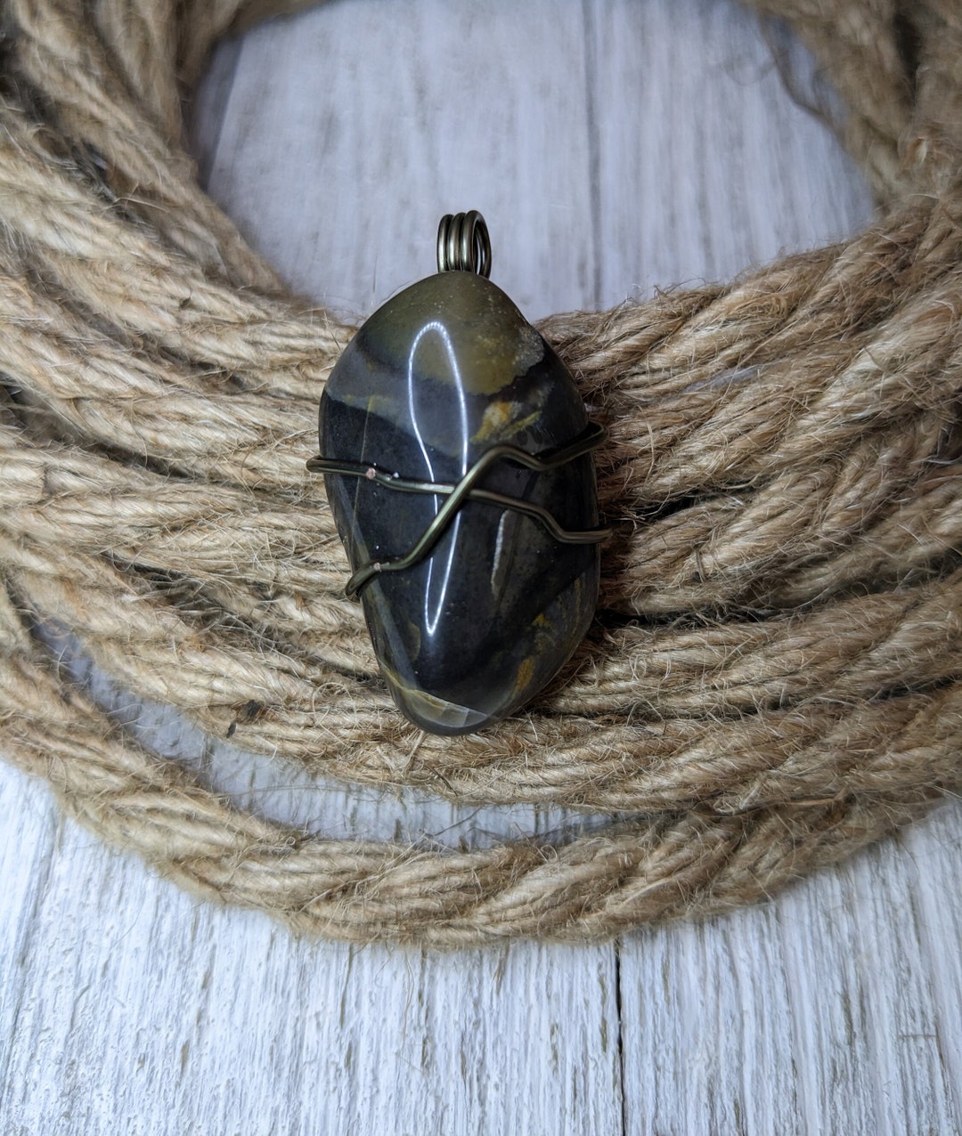 Beautiful Polished River Stone Wire Wrapped Pendant - Etsy