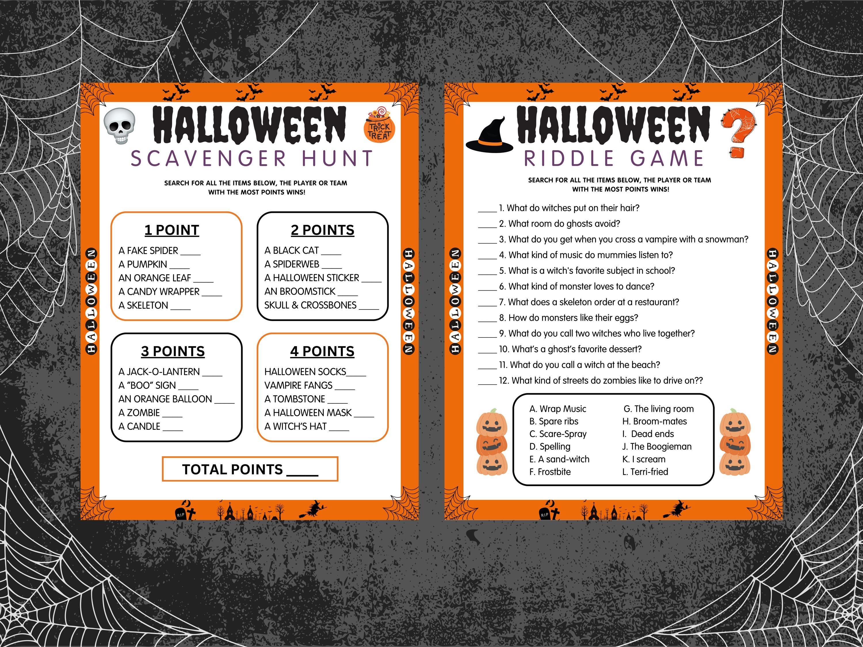 12 Printable Halloween Party Games, Halloween Activities for Kids Teens ...