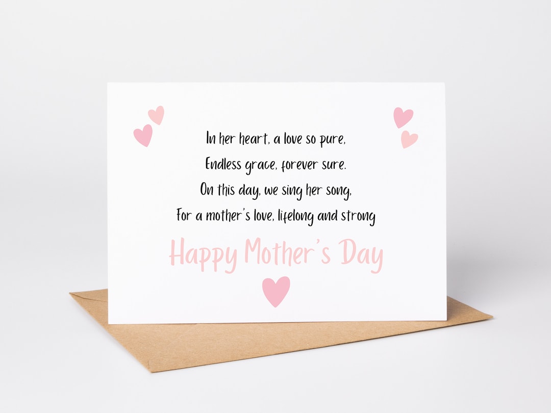 Personalized Mothers Day Card for Mom, Poem Card for Mothers Day ...