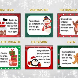 Printable Christmas Scavenger Hunt Clues, Christmas Treasure Hunt Cards ...