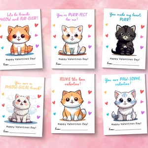 Cat Valentine's Day Cards, Printable Valentine's Cards, Classroom ...