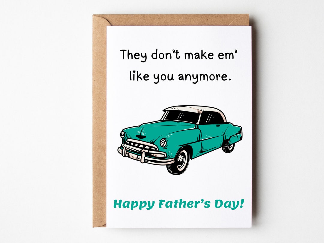 Fathers Day Car Lover Card, Car Dad Fathers Day Card, Car Themed Card ...