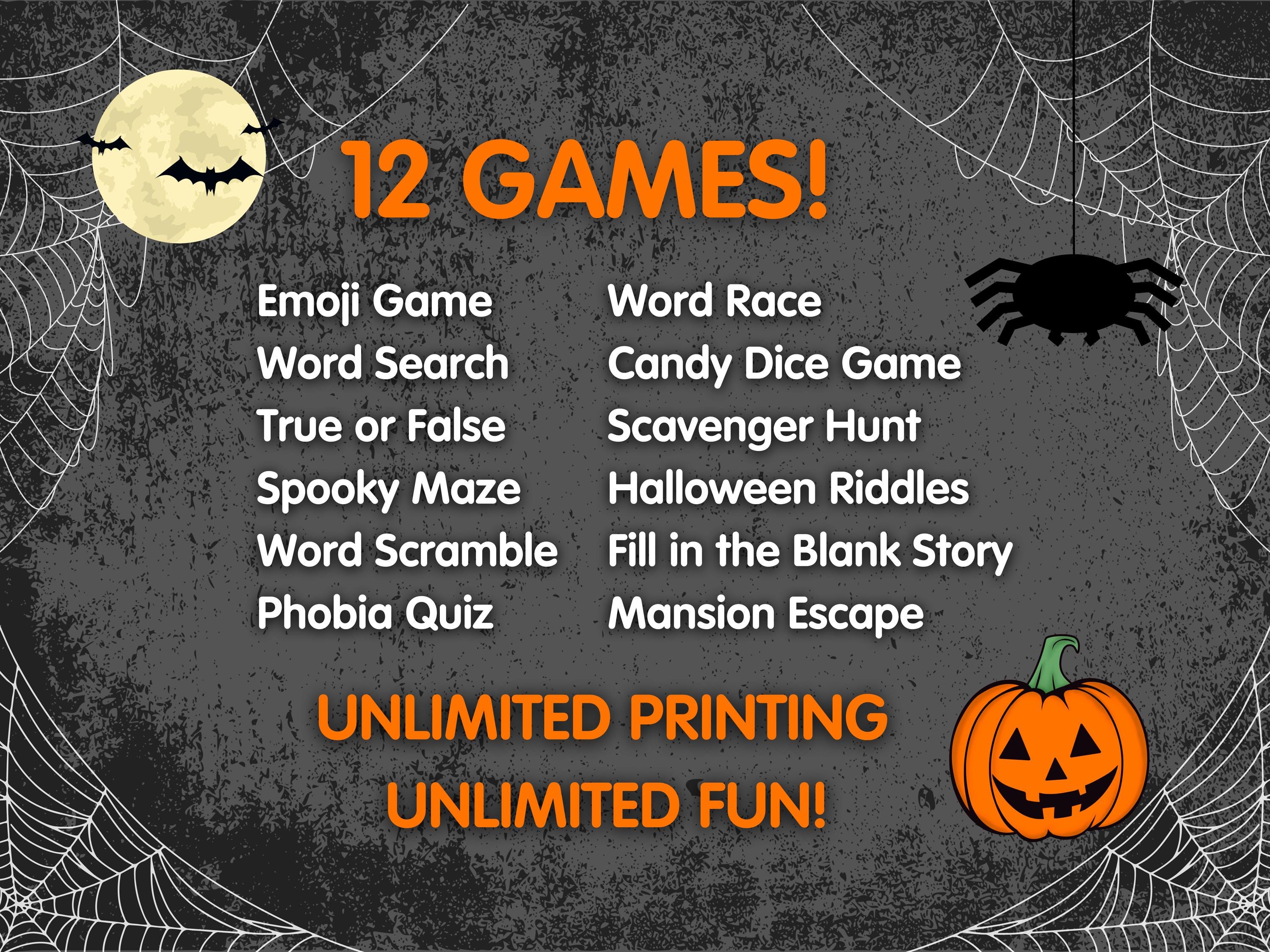 12 Printable Halloween Party Games, Halloween Activities for Kids Teens ...