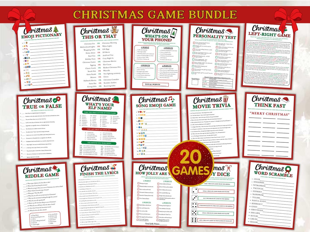 Christmas Party Games Bundle, Christmas Family Group Games, Adult ...