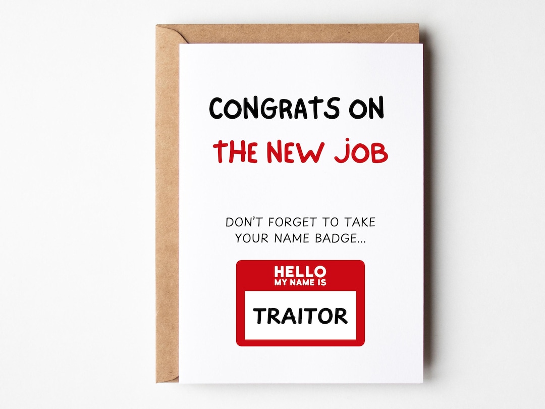 Congrats on the New Job, Funny Card for Coworker, New Job Greeting Card ...