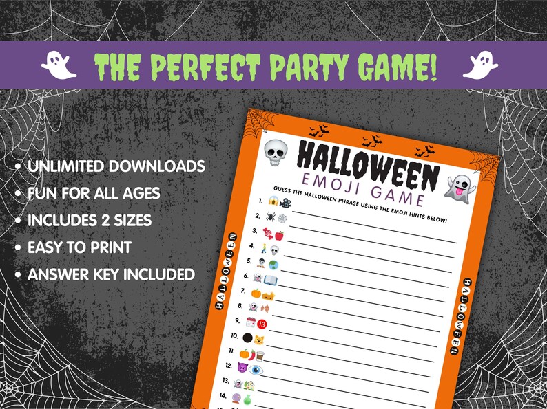 Halloween Emoji Pictionary Game, Printable Emoji Game for Halloween ...
