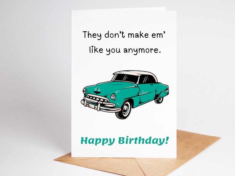 Car Lover Birthday Card, Vintage Car Themed Card, Car Dad Birthday Card ...