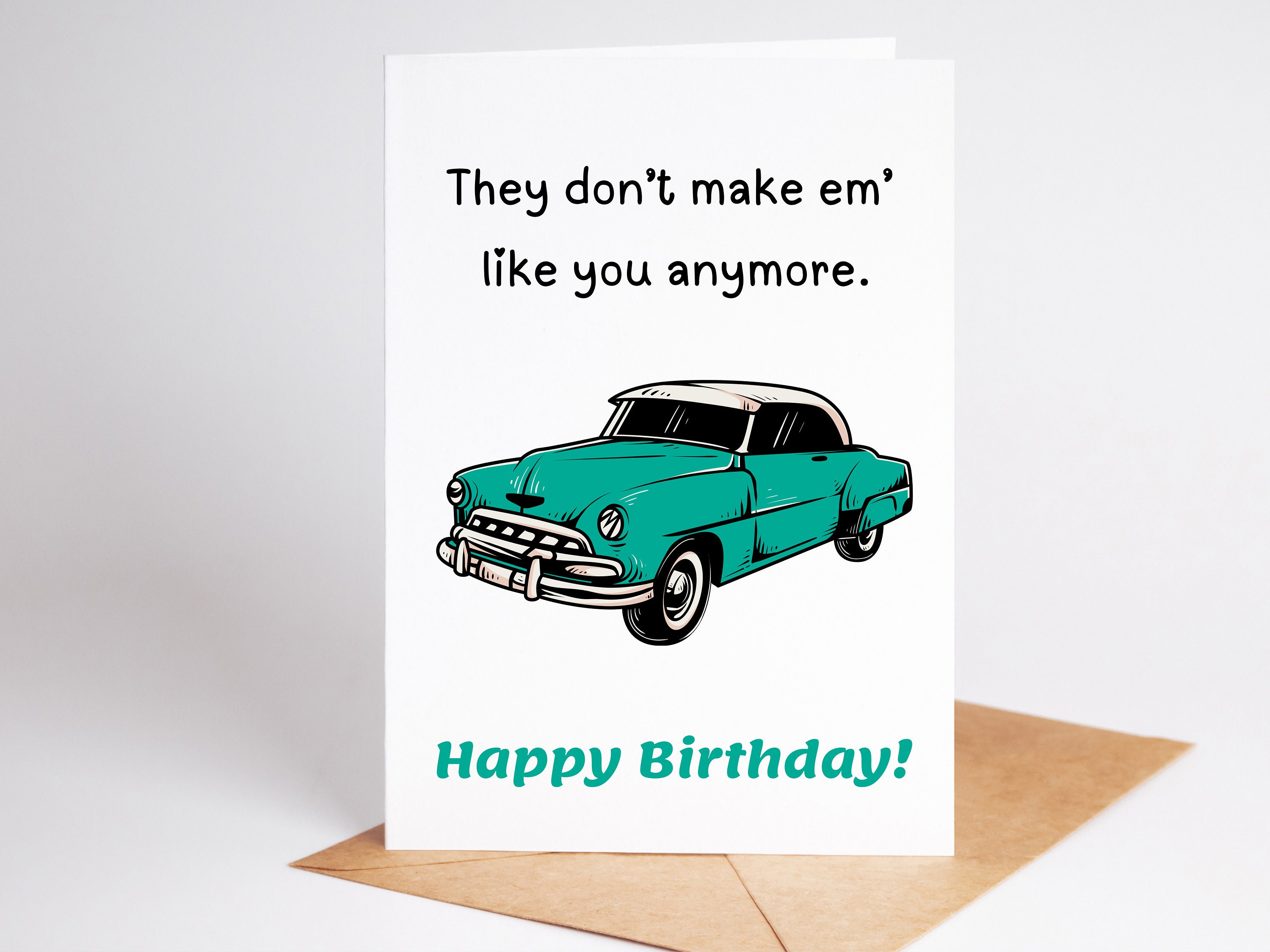 Car Lover Birthday Card, Vintage Car Themed Card, Car Dad Birthday Card ...