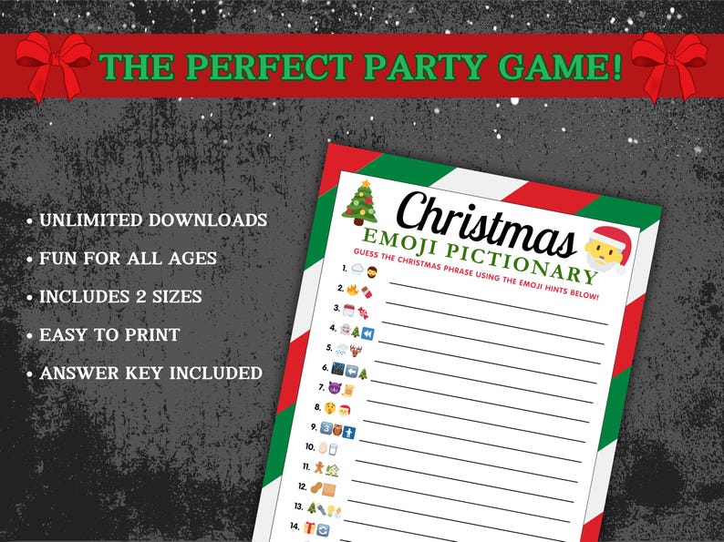 Christmas Emoji Pictionary Game, Printable Emoji Game, Christmas ...
