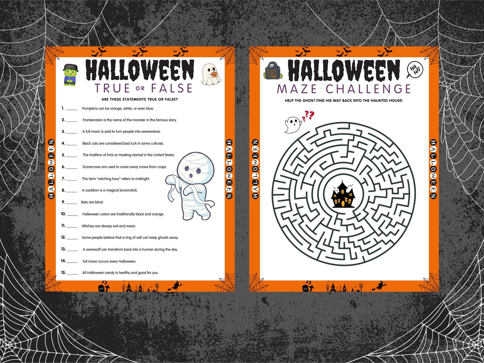 12 Printable Halloween Party Games, Halloween Activities for Kids Teens ...