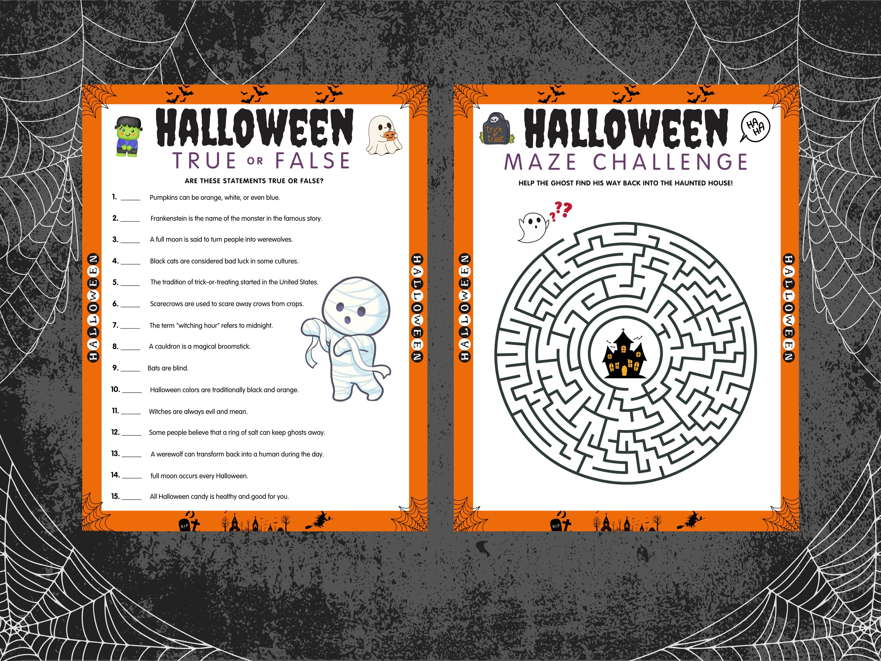 12 Printable Halloween Party Games, Halloween Activities for Kids Teens ...