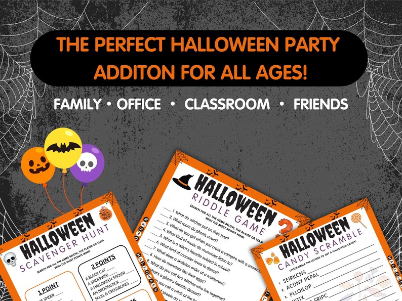 12 Printable Halloween Party Games, Halloween Activities for Kids Teens ...