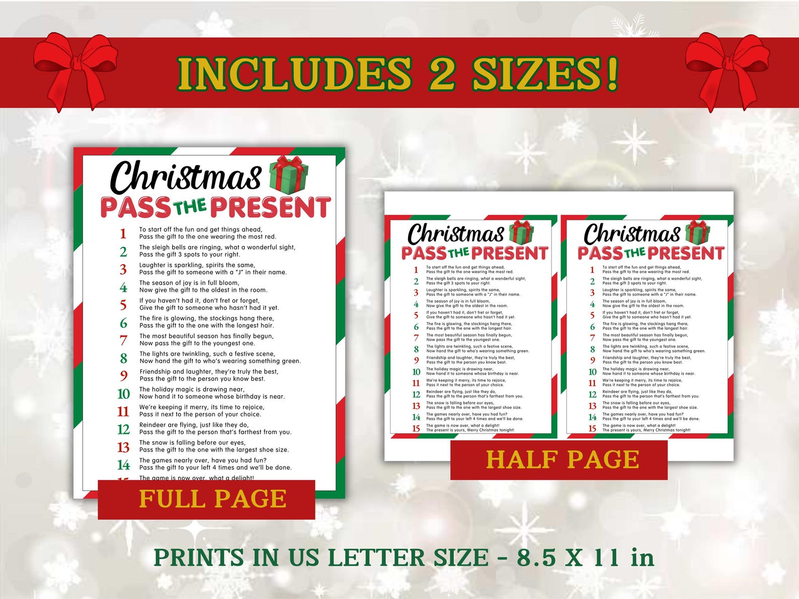 Christmas Pass the Present Game, Printable Christmas Party Game Teen ...