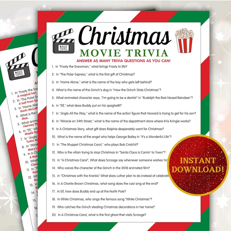 Christmas Movie Jeopardy - Etsy