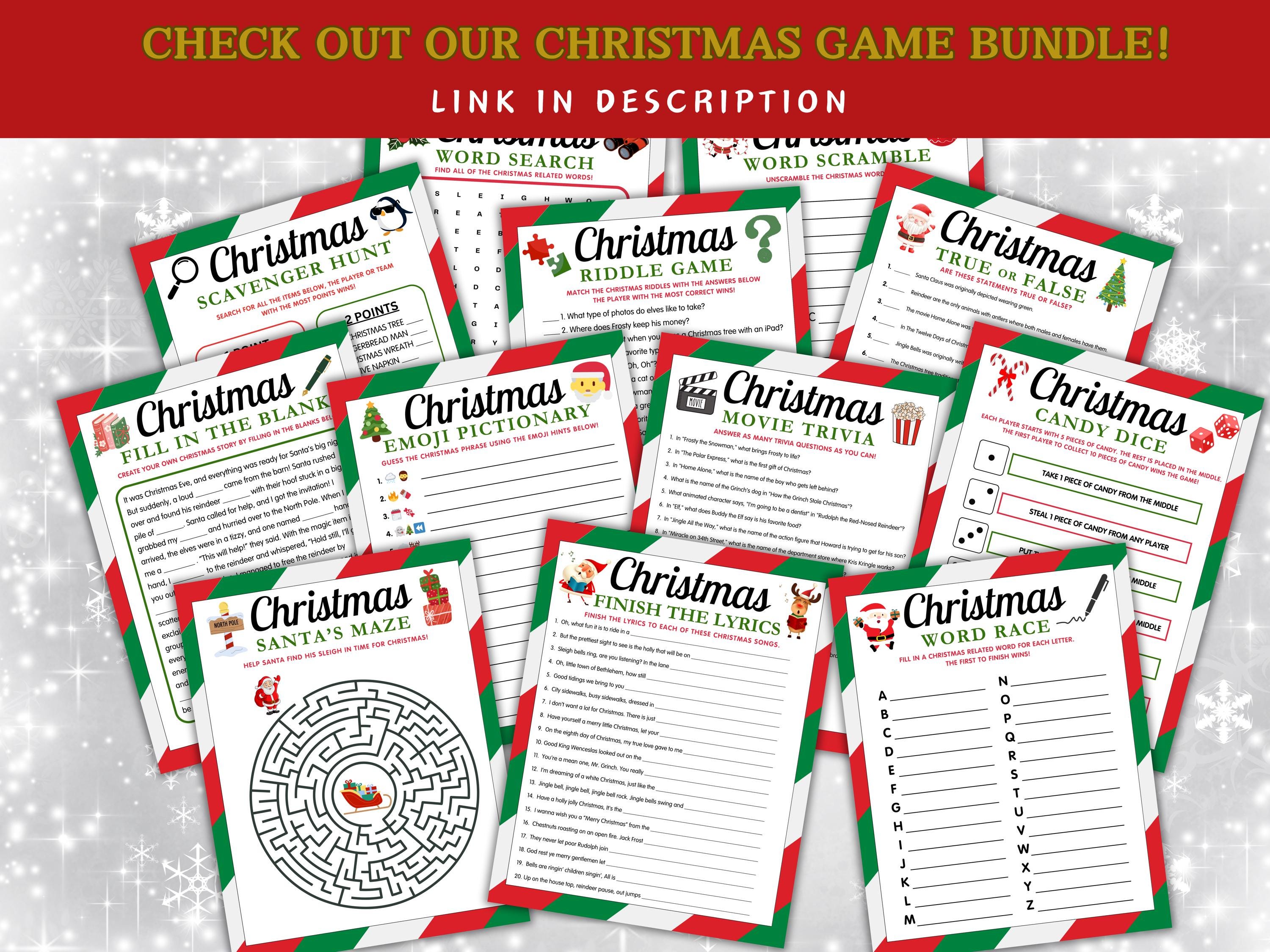 Printable Christmas Scavenger Hunt Clues, Christmas Treasure Hunt Cards ...