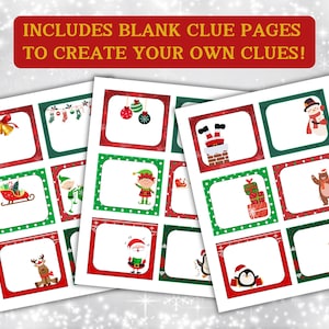 Printable Christmas Scavenger Hunt Clues, Christmas Treasure Hunt Cards ...