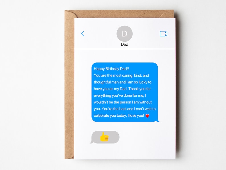 Dad Thumbs up Card, Funny Birthday Card for Father, Dad Text Message ...