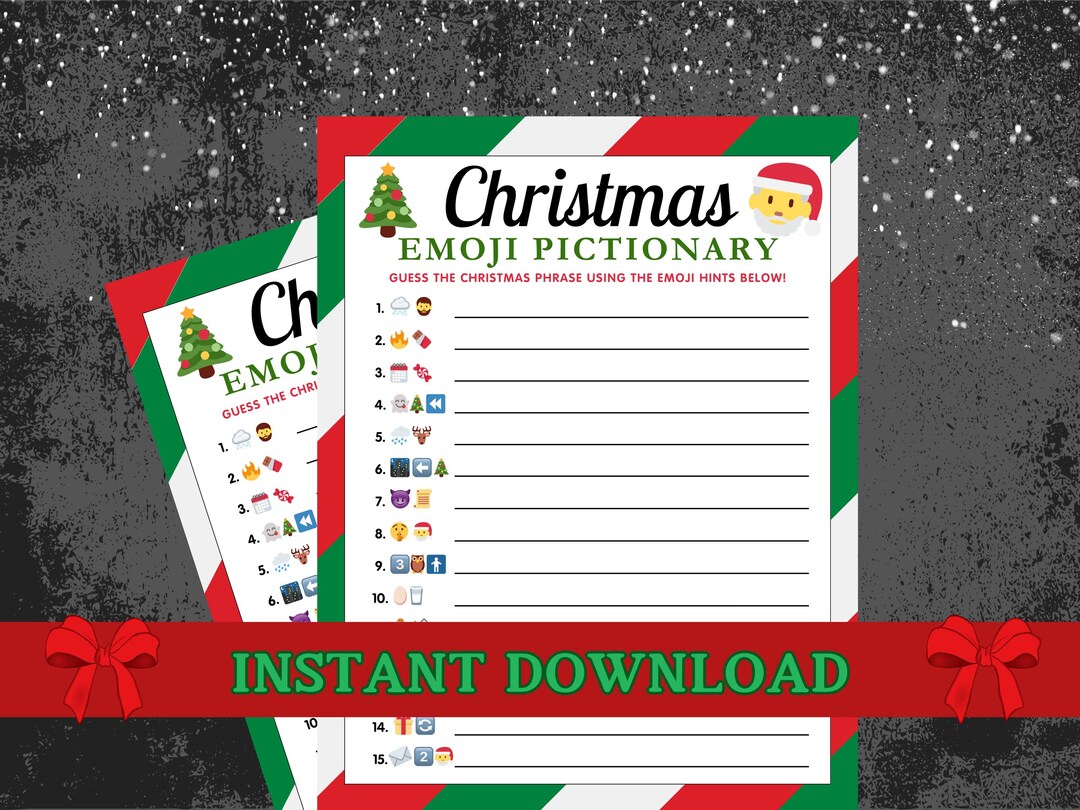 Christmas Emoji Pictionary Game, Printable Emoji Game, Christmas ...