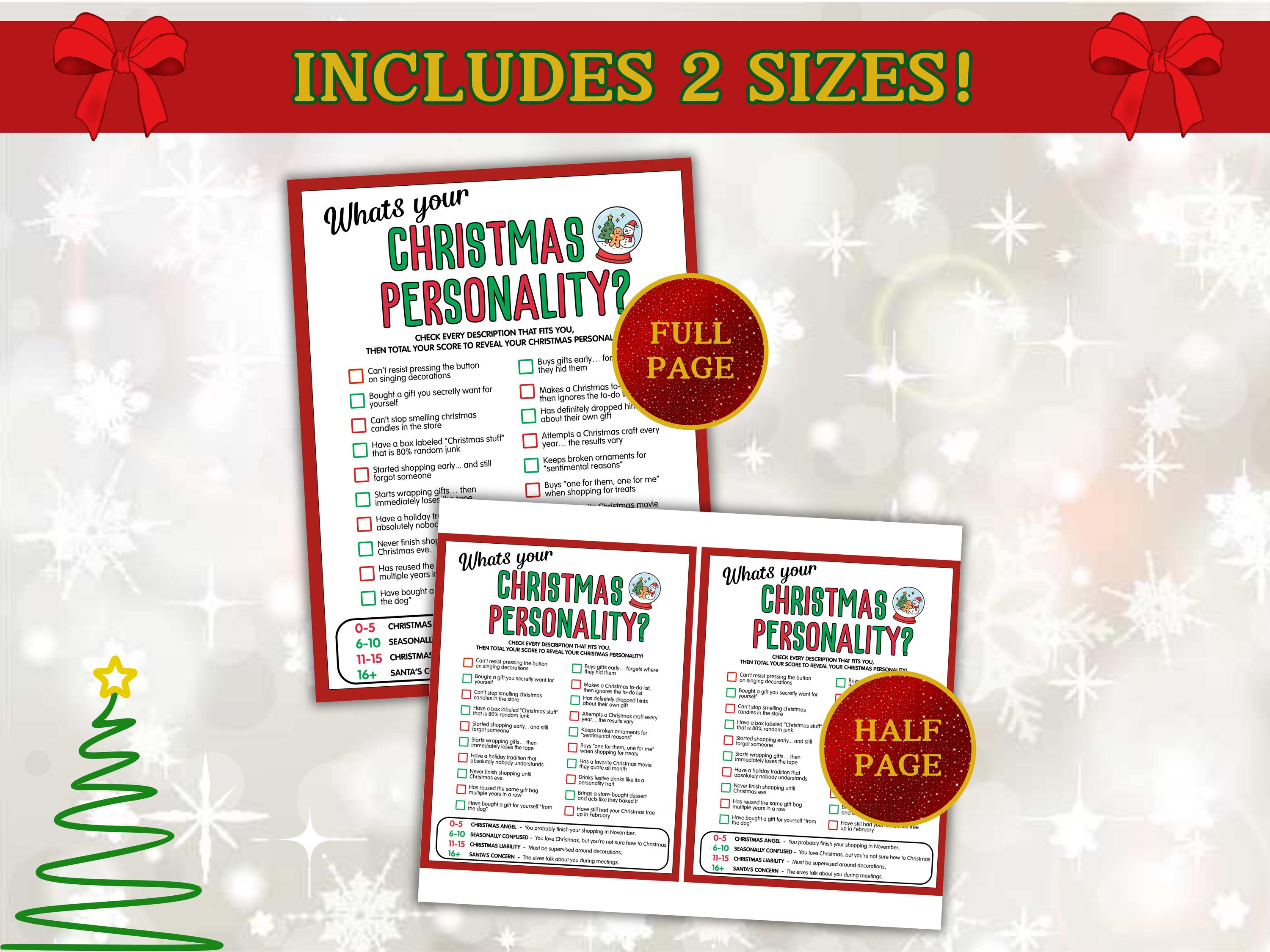 Christmas Personality Quiz Trivia, Funny Christmas Icebreaker Game ...