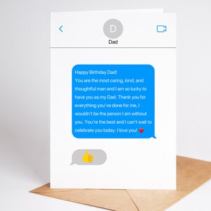 Dad Thumbs up Card, Funny Birthday Card for Father, Dad Text Message ...