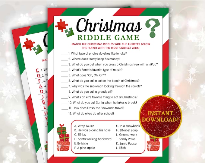 Christmas Riddles Game | Riddle Fest Christmas Party Game | Family ...
