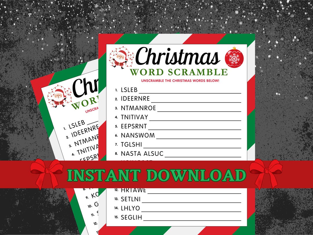 Christmas Word Scramble Game, Printable Group Christmas Game, Family ...