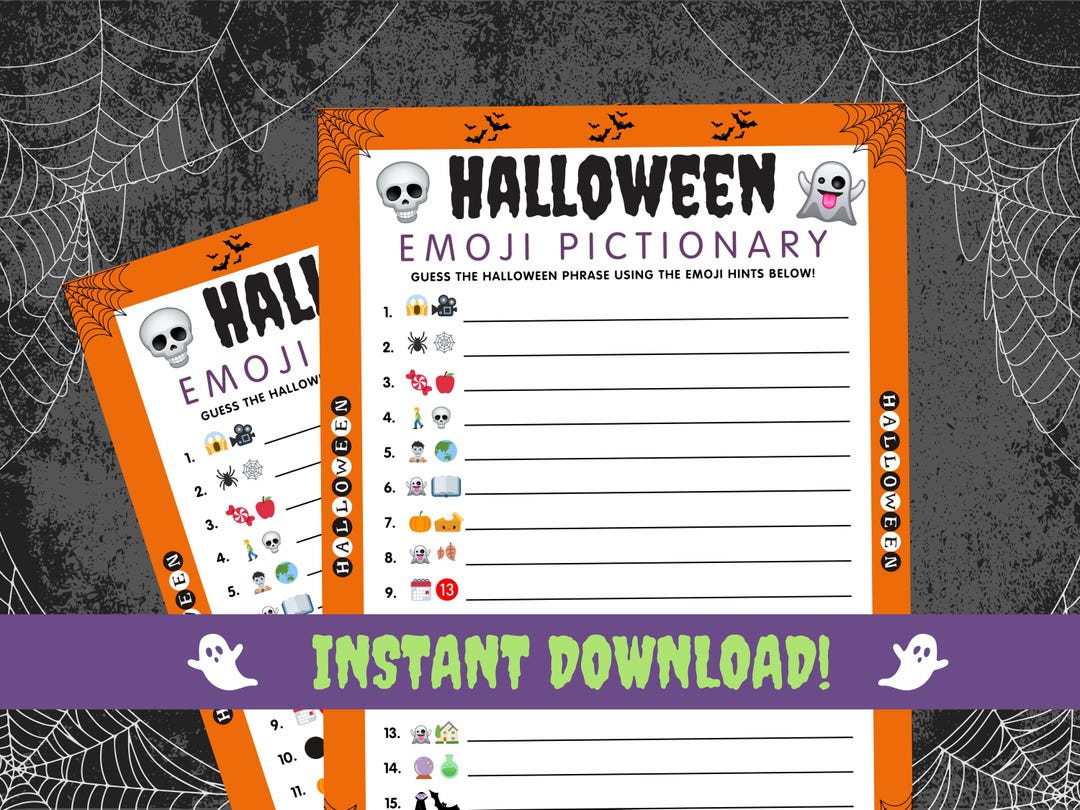 Halloween Emoji Pictionary Game, Printable Emoji Game for Halloween ...