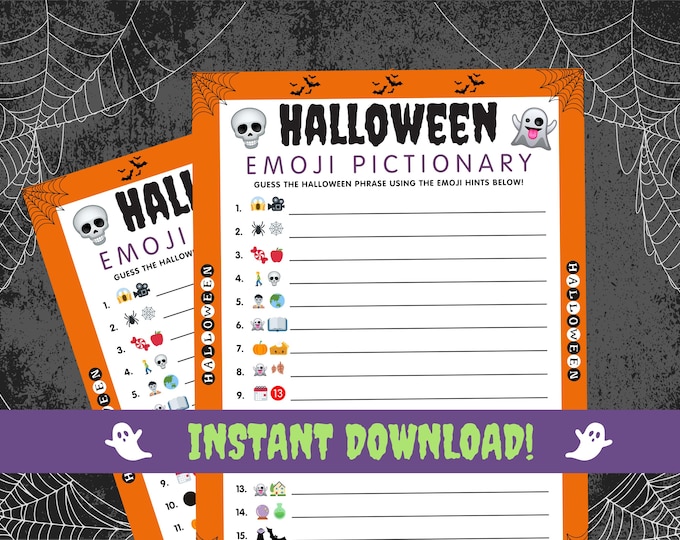 Halloween Emoji Pictionary Printable Game, Halloween Party Games ...