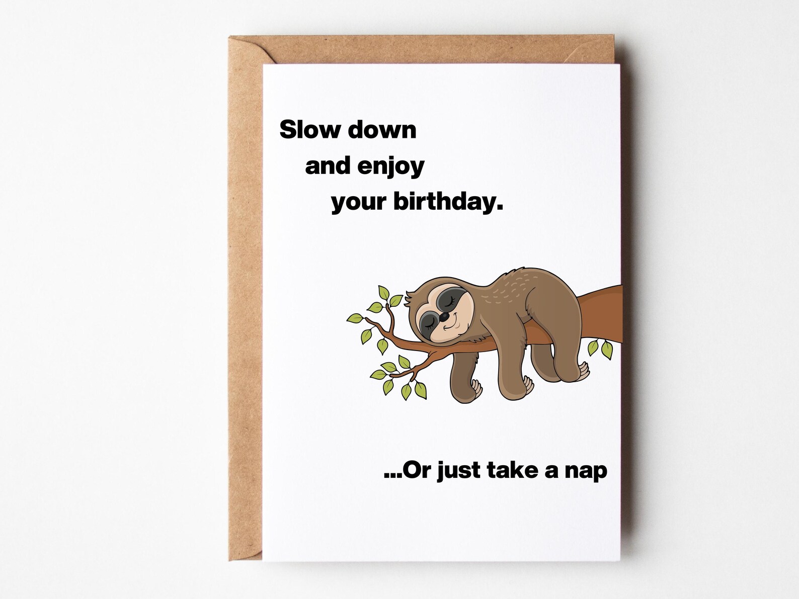 Sloth Birthday Card, Cute Sloth Personal Birthday Card, Sloth Lover ...