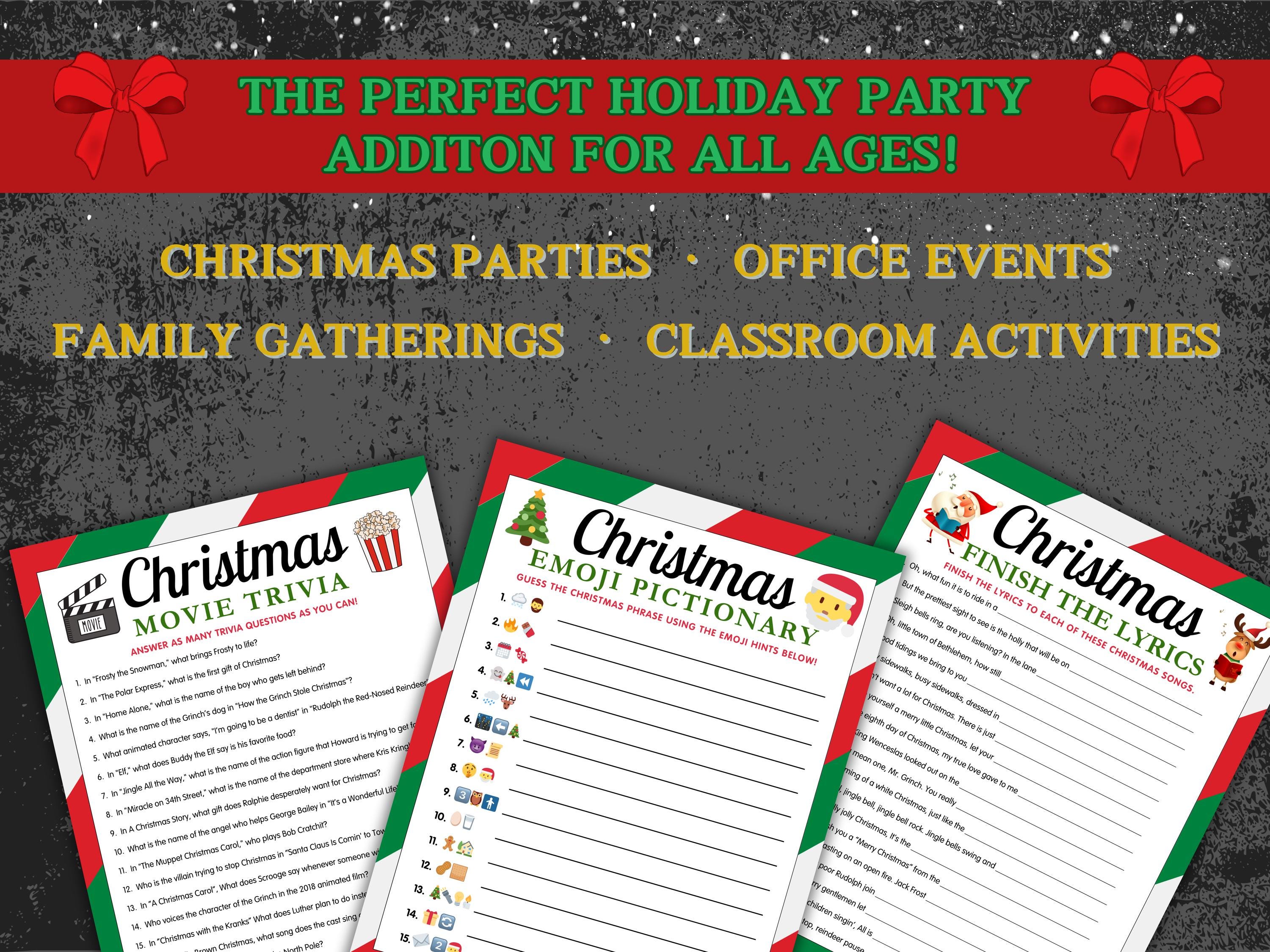 Printable Christmas Party Games, Family Christmas Game Bundle ...