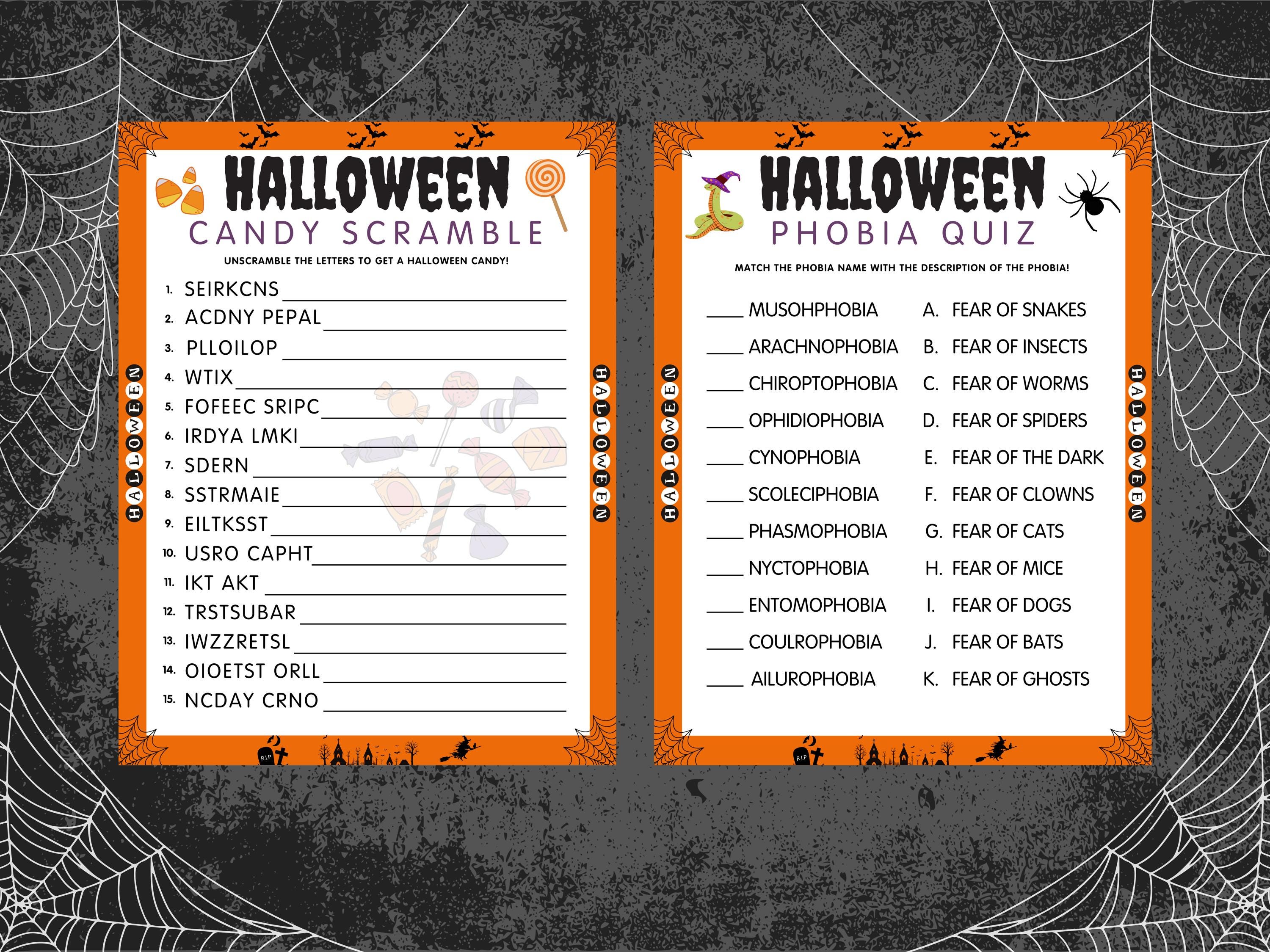 12 Printable Halloween Party Games, Halloween Activities for Kids Teens ...