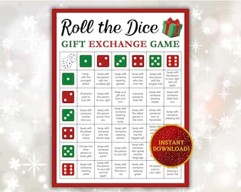 Christmas Dice Game, Pass the Present Game, Pass the Prize Game, White ...
