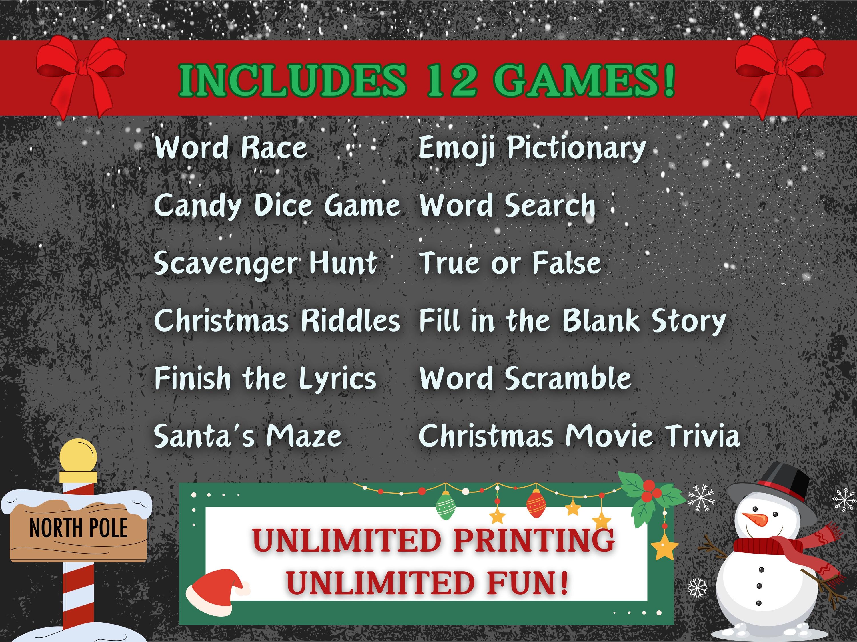 Printable Christmas Party Games, Family Christmas Game Bundle ...