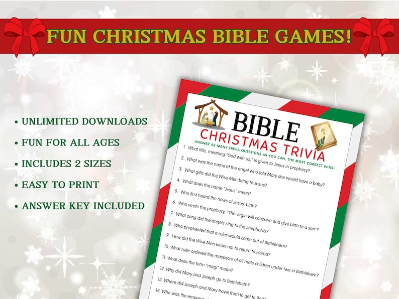Bible Trivia Game Printable, Christmas Church Trivia Game, Luke 2 ...
