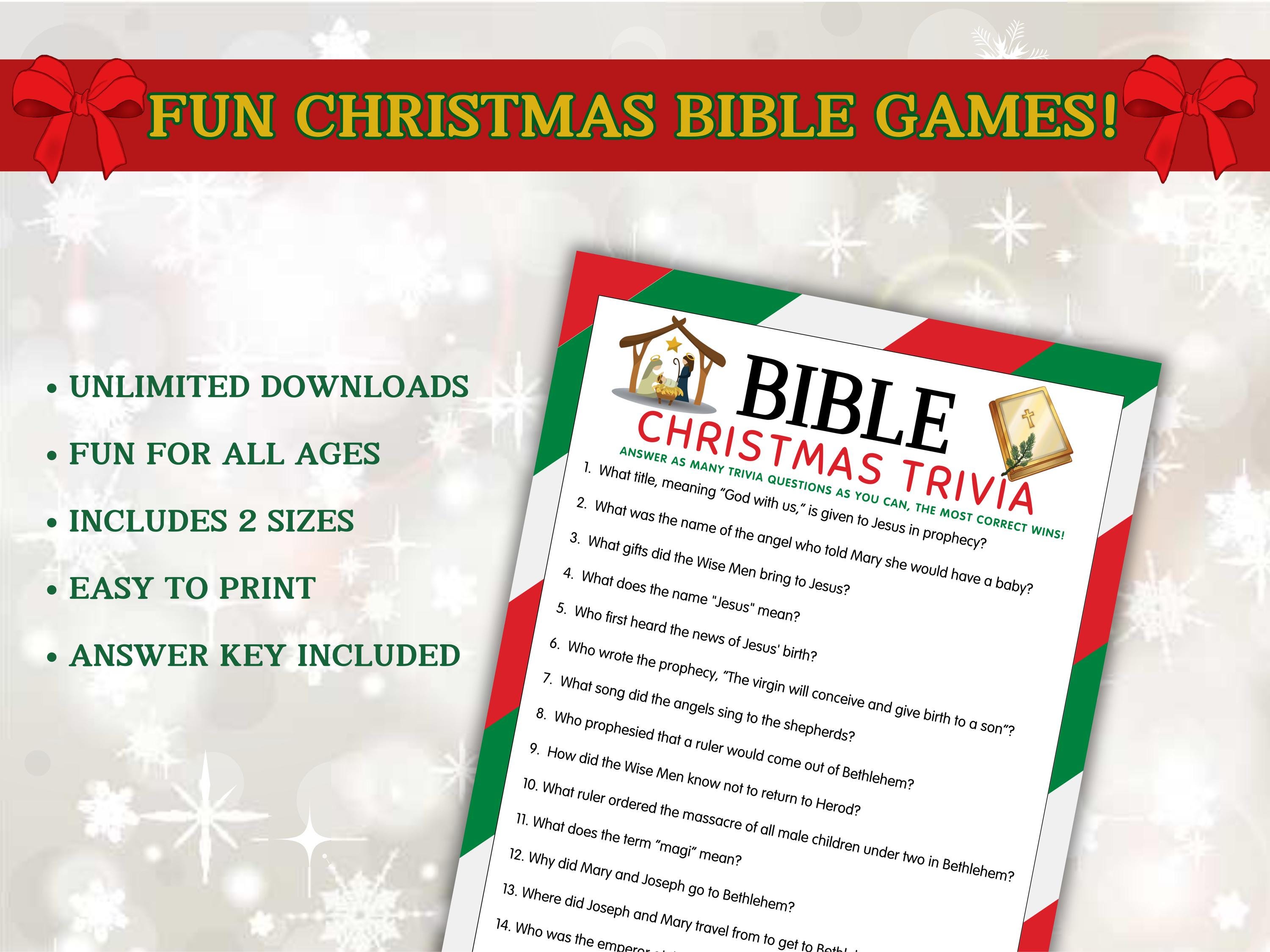 Bible Trivia Game Printable, Christmas Church Trivia Game, Luke 2 ...