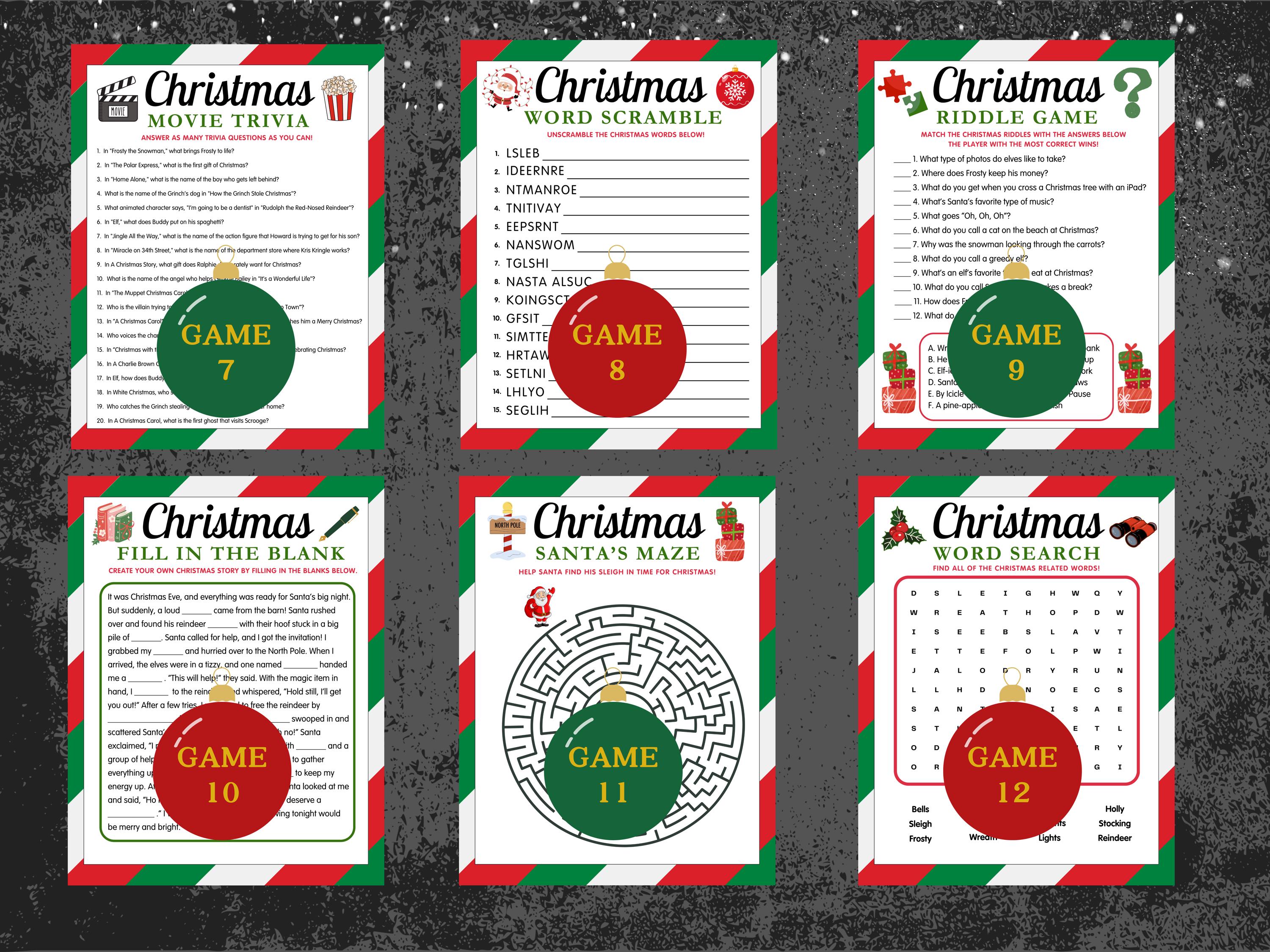 Printable Christmas Party Games, Family Christmas Game Bundle ...